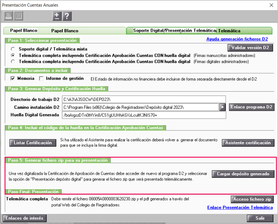 Presentación telemática completa incluyendo la Certificación de ...