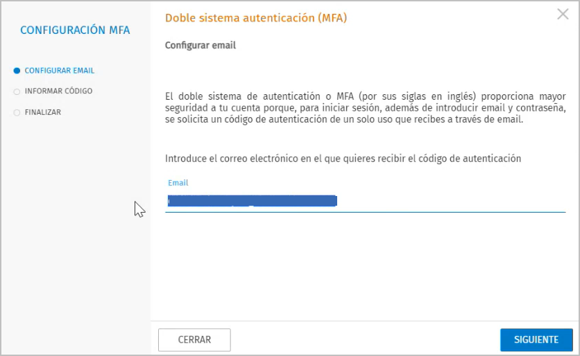 Configurar doble sistema de autenticación (MFA) en a3factura