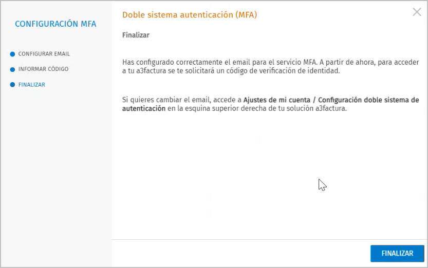Configurar doble sistema de autenticación (MFA) en a3factura