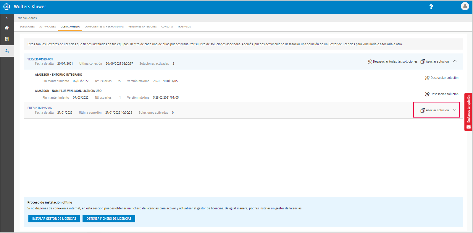 Instalación del Gestor de Licencias con proceso manual (Sin internet)