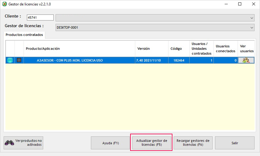 Proceso para asociar y/o desasociar soluciones a un gestor de licencias