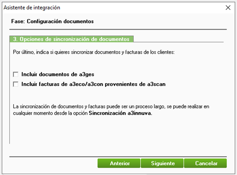 Asistente de integración de a3innuva Doc con a3asesor